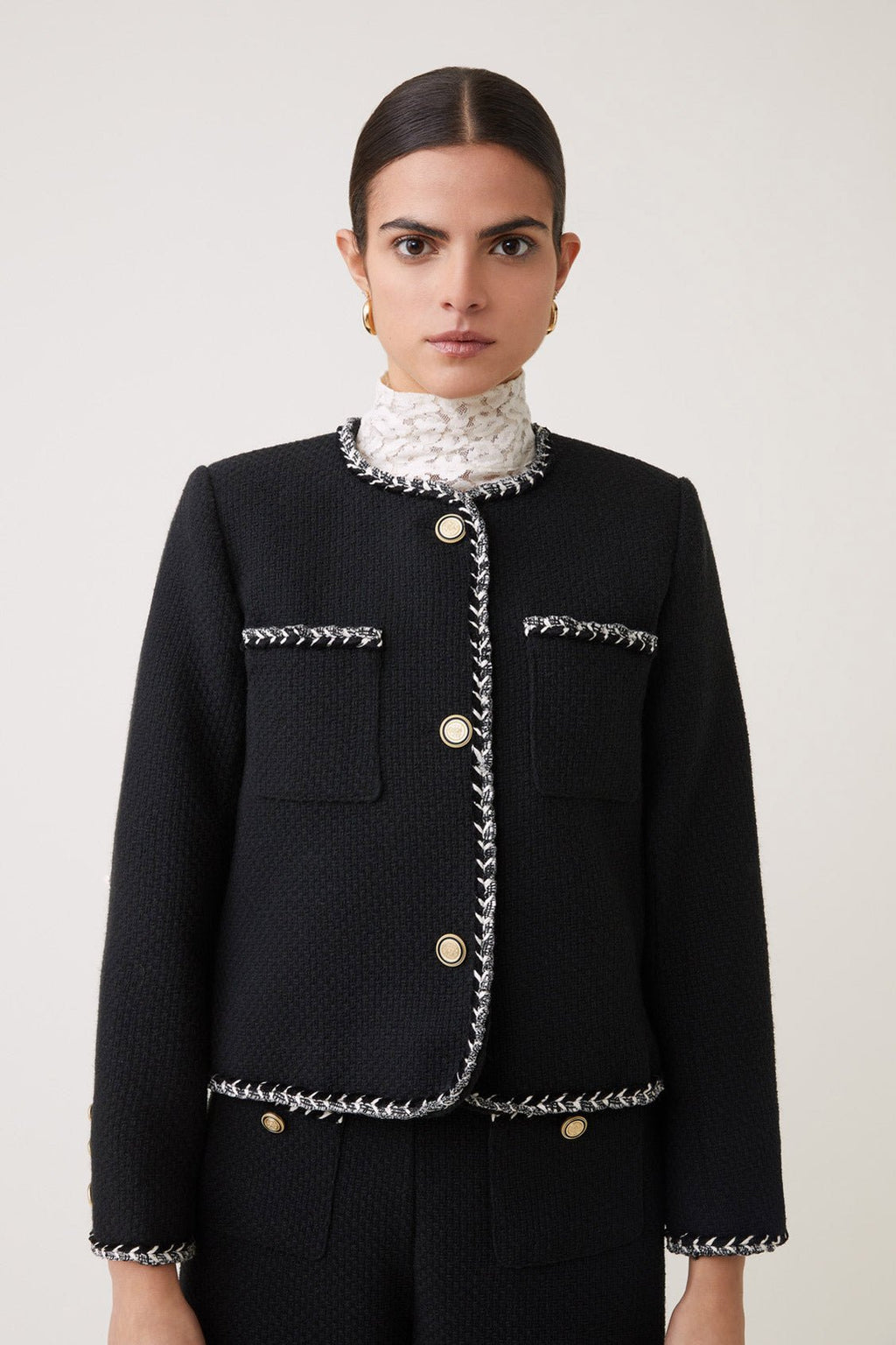 Suncoo Knitted Boucle Jacket Black Donna – MMJs Fashion