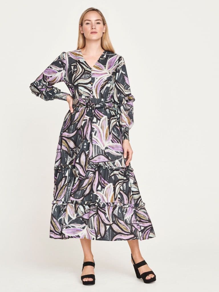 Thought Dress Black Purple Frilled Selene – MMJs Fashion